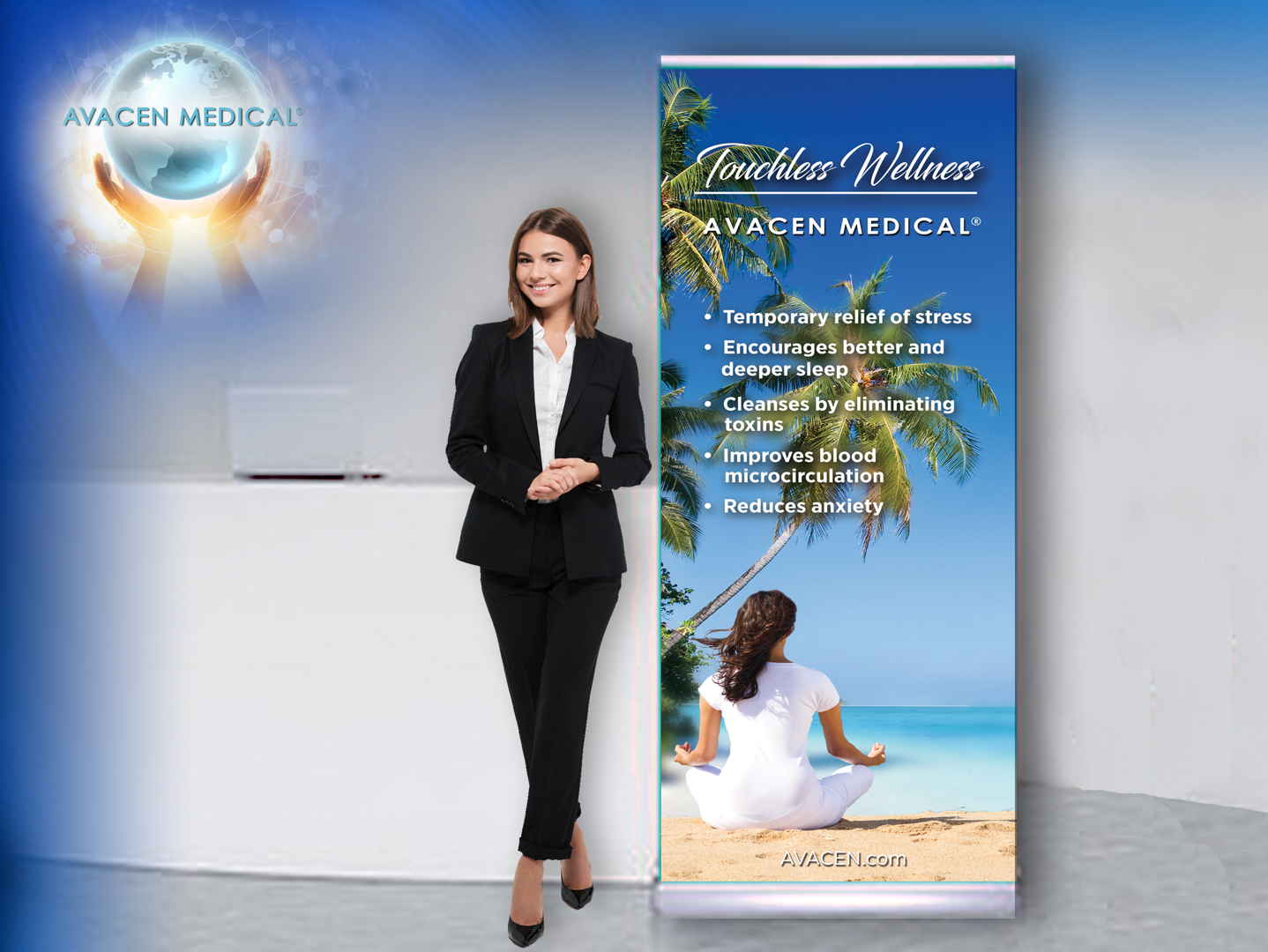 Touchless Wellness Vertical Display – AVACEN
